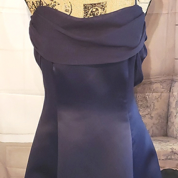 Night Scene | Dresses | Night Scene Navy Satin Formal Gown 516 Nwt ...